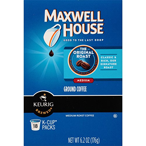 Maxwell House Original Roast Coffee, K-CUP Pods, 18 Count (Pack of 6)