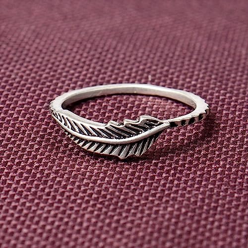 P4 Creation Oxidized Leaf New Designs Feather Ring Silver Band For Women's, Girls and Teen Girls Best Gift