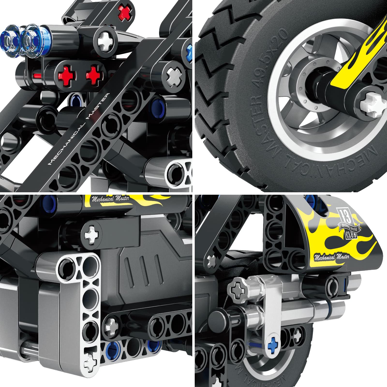 UNIQUE KIDS STEM Toy Building Kits - Motorcycle Kits & Off-Road car Kits Pull Back System Mergeable 2 in 1 System for 6,7,8,9+ Years Old Boys and Girls (Cool Motorcycle)