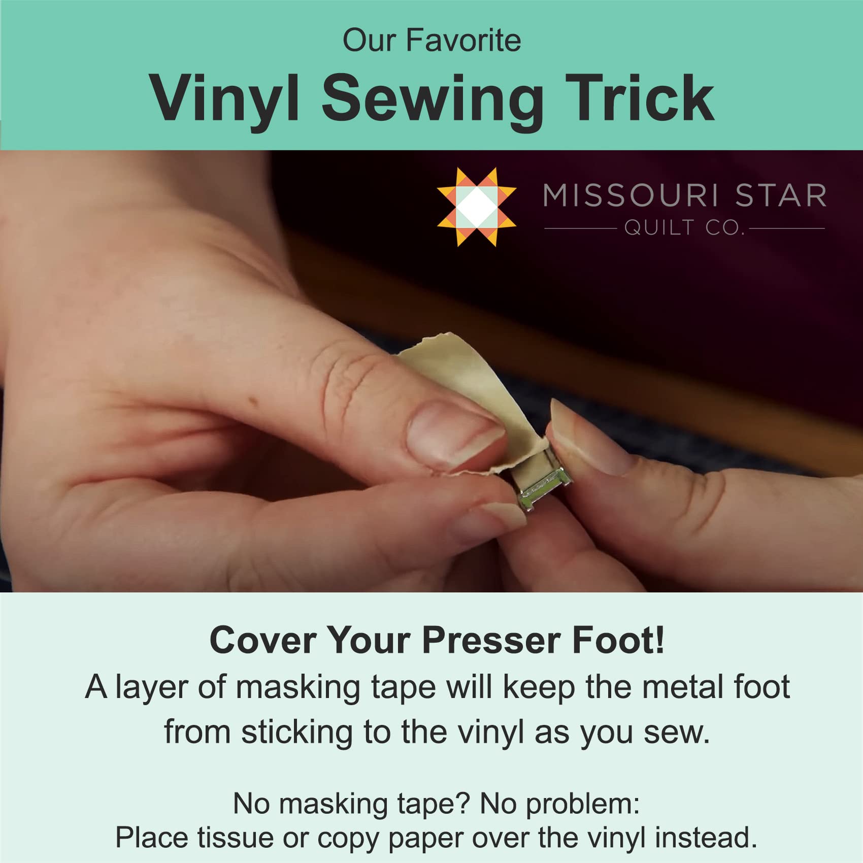 Missouri Star Printed Vinyl Roll 15β x 35β - Sewable Plastic Fabric for Making Tote Bags, Purses, and Craft Projects - Clear PVC Vinyl with Sewing Words