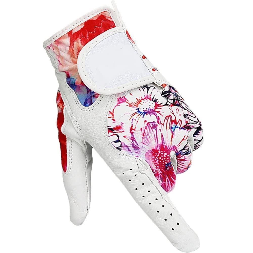 RNAGRET Golf Glove, Golf Gloves Pack 1 Pair Golf Gloves Women Left and Right Hand Leather Non-Slip Colorful Fabric Breathable Soft Sports Gloves (Size : 18 Small)