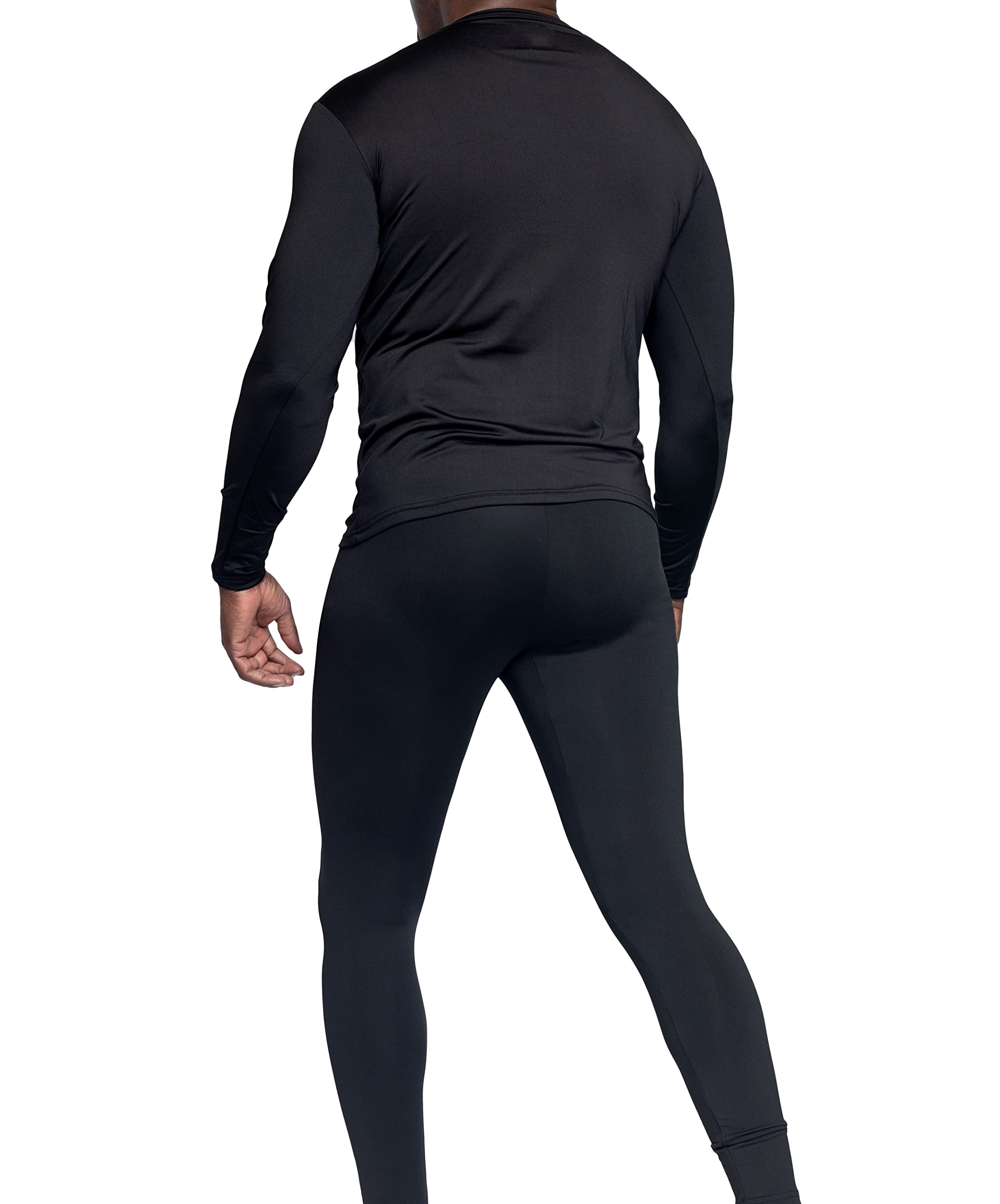 Therma Tek Cold Weather Long Johns Thermal Underwear for Men Set – 2 Pcs Fleece Lined Moisture Wicking, Breathable Base Layer Men Thermals Top and Bottom Set (Black, L)