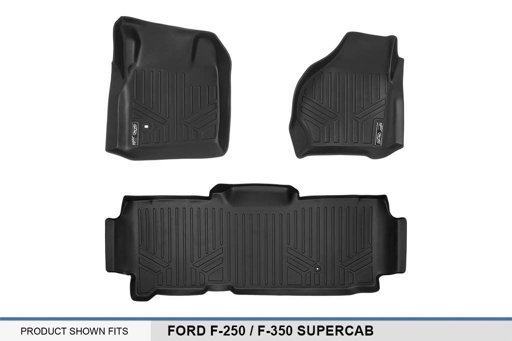 MAXLINER Custom Fit Floor Mats 2 Row Liner Set Black Compatible with 1999-2007 Ford F-250 / F-350 Super Duty SuperCab