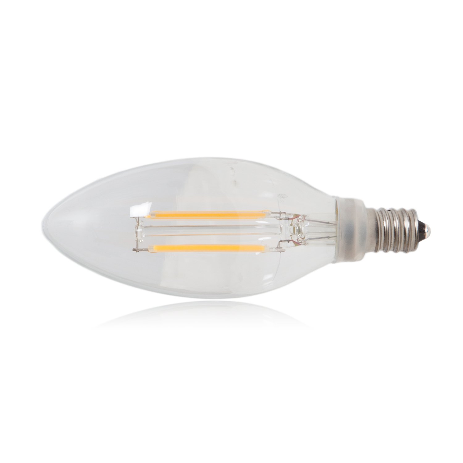 Maxxima Candelabra Clear Filament LED Candle Light Bulb 40 Watt Equivalent Warm White 2700K 350 Lumens, 4 Watt (Pack of 6)