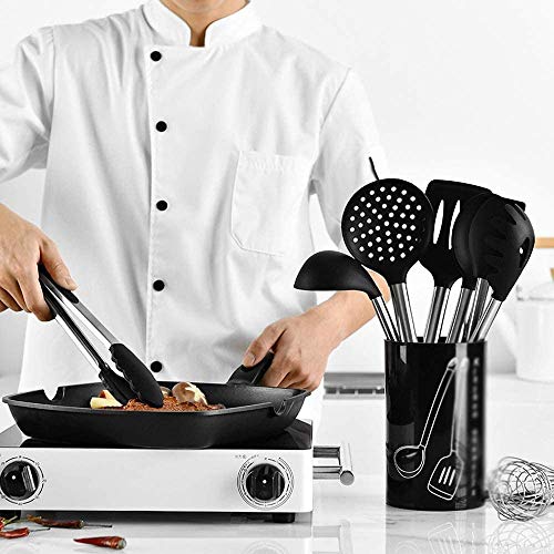 LMMDP 9 in 1 Silicone Handle Cookware Silica Gel Utensils Kitchenware Non Stick Pan Shovel Spoon Spatula Kitchen Cooking Tool Set
