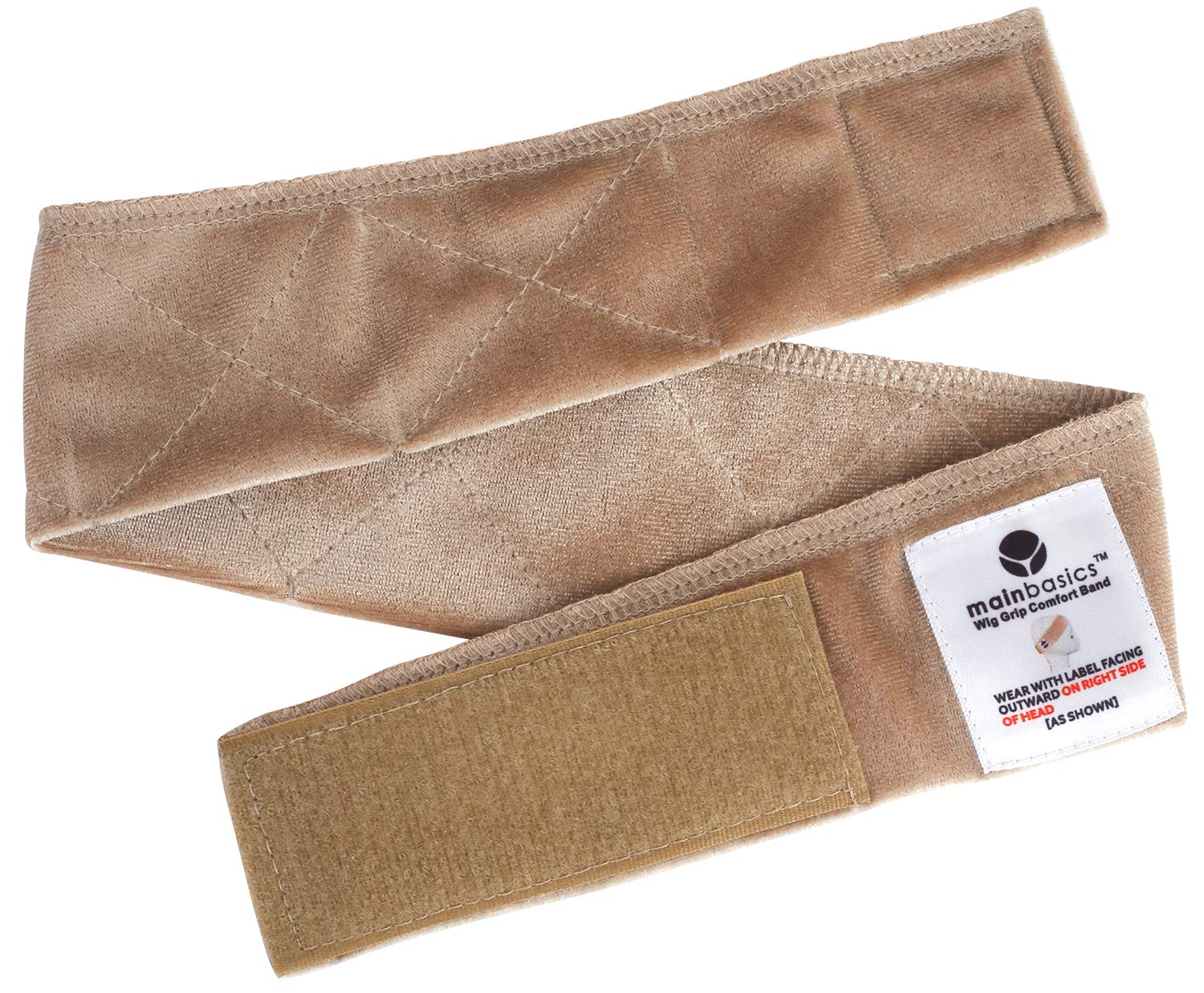 MainBasics Wig Grip Band for Keeping Wigs in Place Adjustable Velvet Wig Headband (Beige)