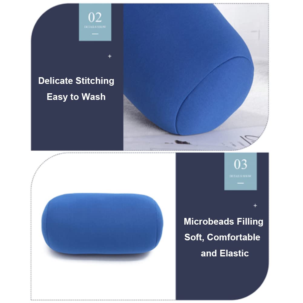 Microbead Neck Roll Pillow, Soft Microbead Neck and Back Support Tube Bean Pillow Squish Bolster Cushion Sleeping Pillow for Home Sofa Bed Recliner Travel Rest (Black)