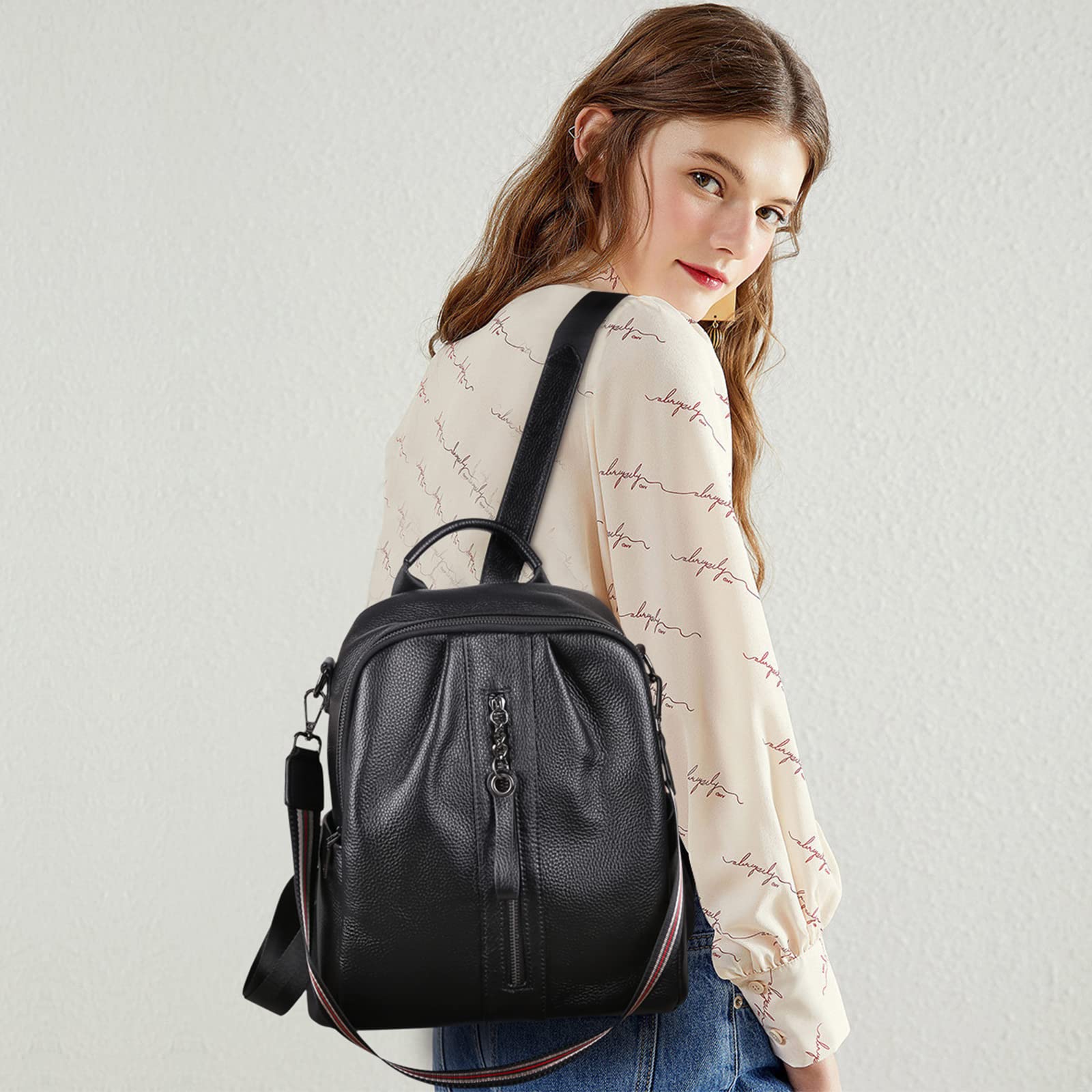 SENDEFN Backpack Purse for Women Fashion Design Shoulder Bag Genuine Leather Ladies Travel bag