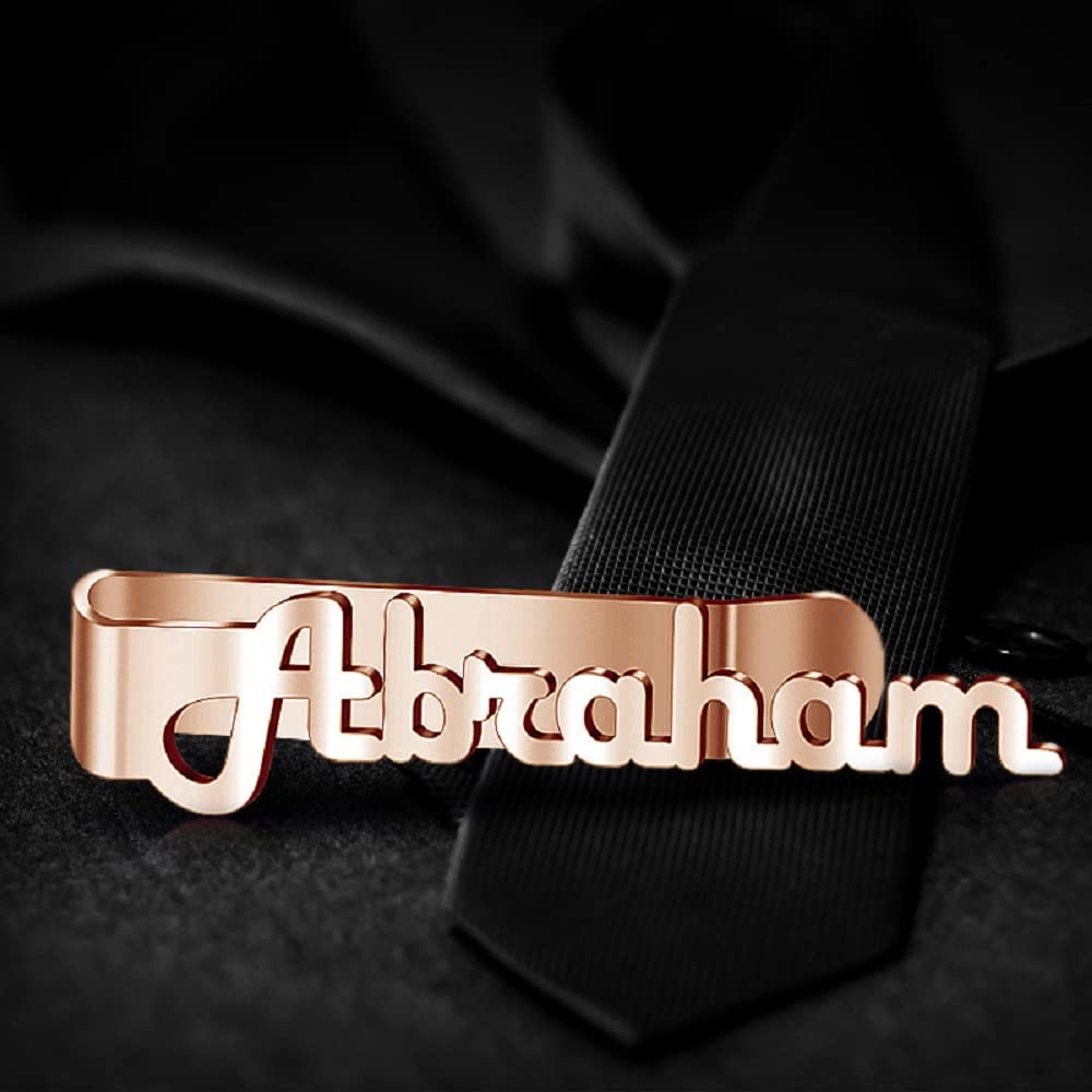 Ruibeila Personalized Tie Clips for Men, Custom Engraved Name Mens Cufflinks for Wedding Meeting Daily Life - Father's Day Gifts