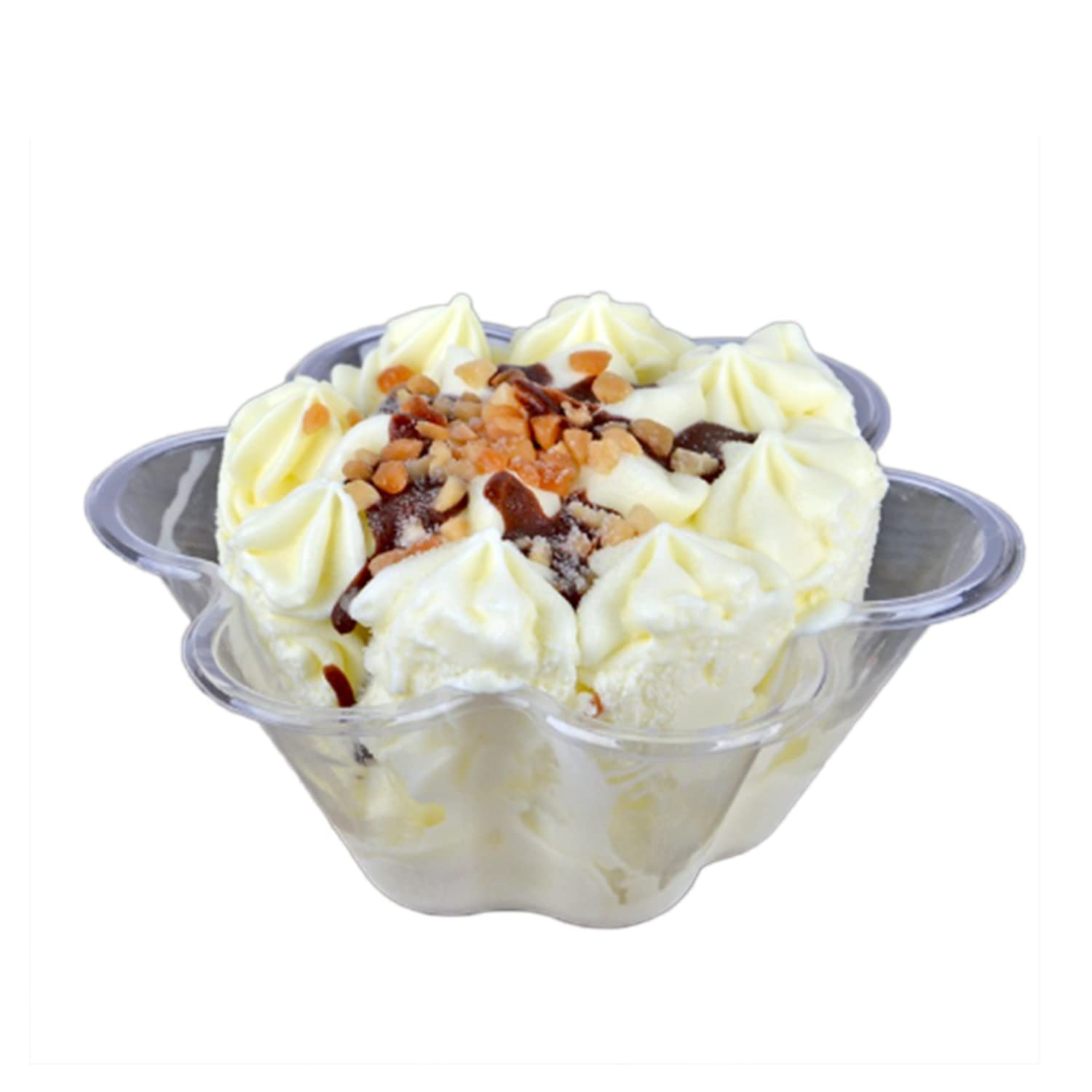 QX 60 Pieces 210ml Clear Plastic Ice Cream Dessert Bowls Disposable Flower Shape Dessert Cups Cake Snack Bowl Sundae Bowl Plastic Dessert Bowl Salad Appetizer Serving Bowl Party Favor Wedding Bowl