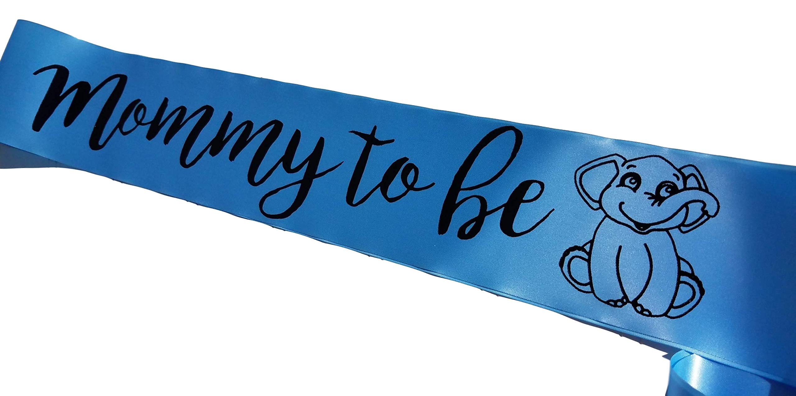 Mommy to be Banner Baby Shower Sash Blue It's a Boy Elephant Sprinkle, Rhinestone Pin