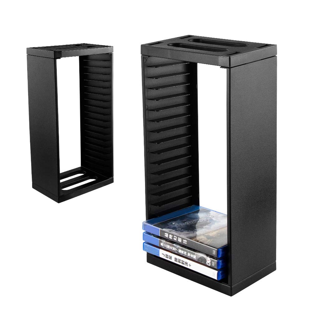 Play Station 5 4 CD Disks Card Holder Game Card Box for PS4 PS5 Game CD Case Storage Stand Holder Bracket for Playstation Video Game Holder Video Game Tower (18 CDS, Black)