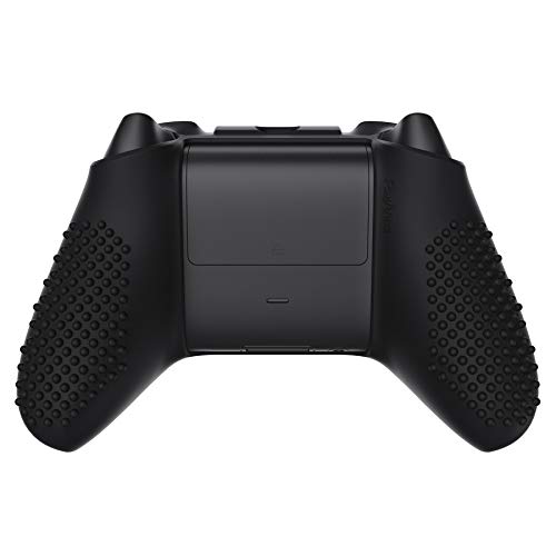 PlayVital Black 3D Studded Edition Anti-Slip Silicone Cover Skin for Xbox Series X Controller, Soft Rubber Case Protector for Xbox Series S Controller with 6 Black Thumb Grip Caps
