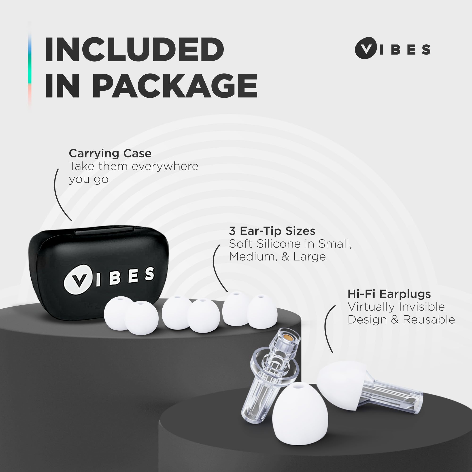 Vibes High-Fidelity Earplugs - Invisible Ear Plugs for Concerts, Musicians, Motorcycles, Airplanes, Raves, Work Noise Reduction, Hearing Protection - Fits Small Medium Large - As Seen On Shark Tank