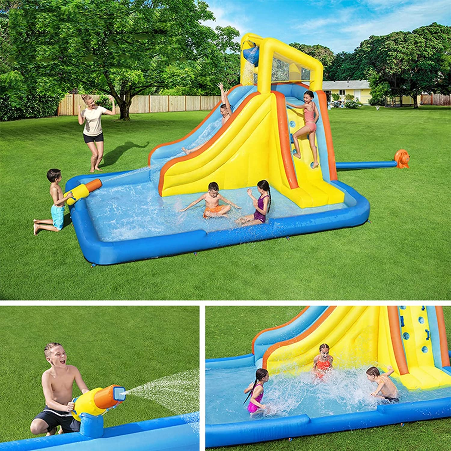 Thicken Bouncy Castle Inflatable Bounce House Full of Fun Water Pool Slide Activity Center Sets Up in Seconds Climbing Wall