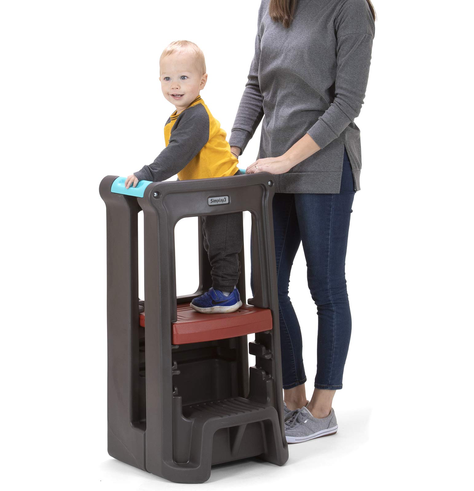 Simplay3 Toddler Tower Childrens Step Stool with Three Adjustable Heights, White