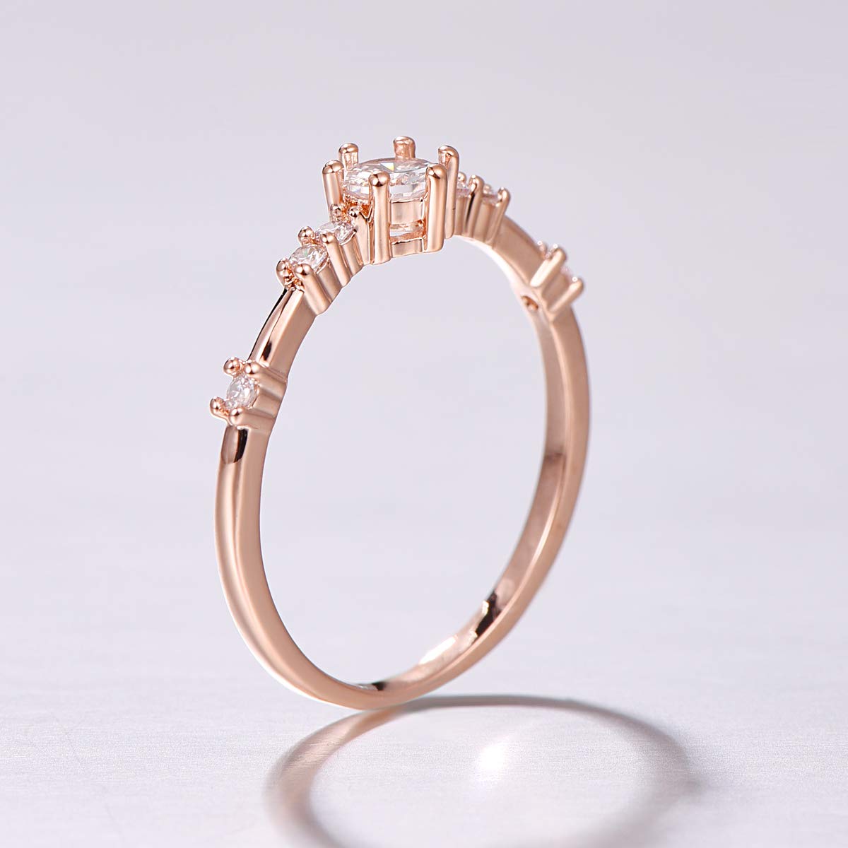 PAKULA Rose Gold Plated Women Cubic Zirconia CZ Dainty Knuckle Band Stacking Midi Promise Ring for Her (White, 8)