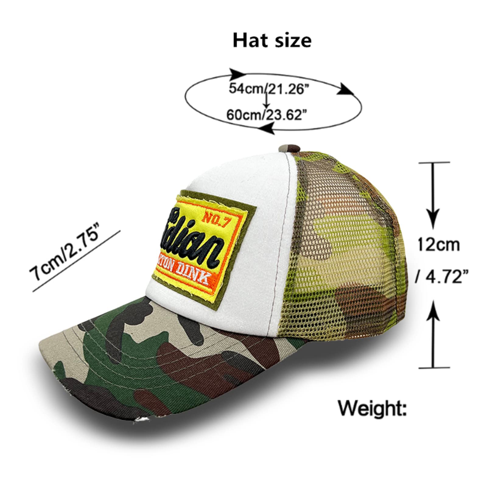 The Indian Skeleton Dink Cotton Baseball Mesh Cap, Distressed Vintage Dad Hat Adjustable Snapback Trucker Hats for Men Women Camouflage