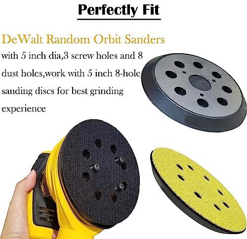 Union Pads & Abrasives OEM1 5 Inch 8 Hole Replacement Sander Hook and Loop Orbital Sander Pad for DeWalt 151281-08, DW4388 Fits DeWalt DW421, DW423, D26453, D26451, DW422, Porter Cable 390K 382 343/VS