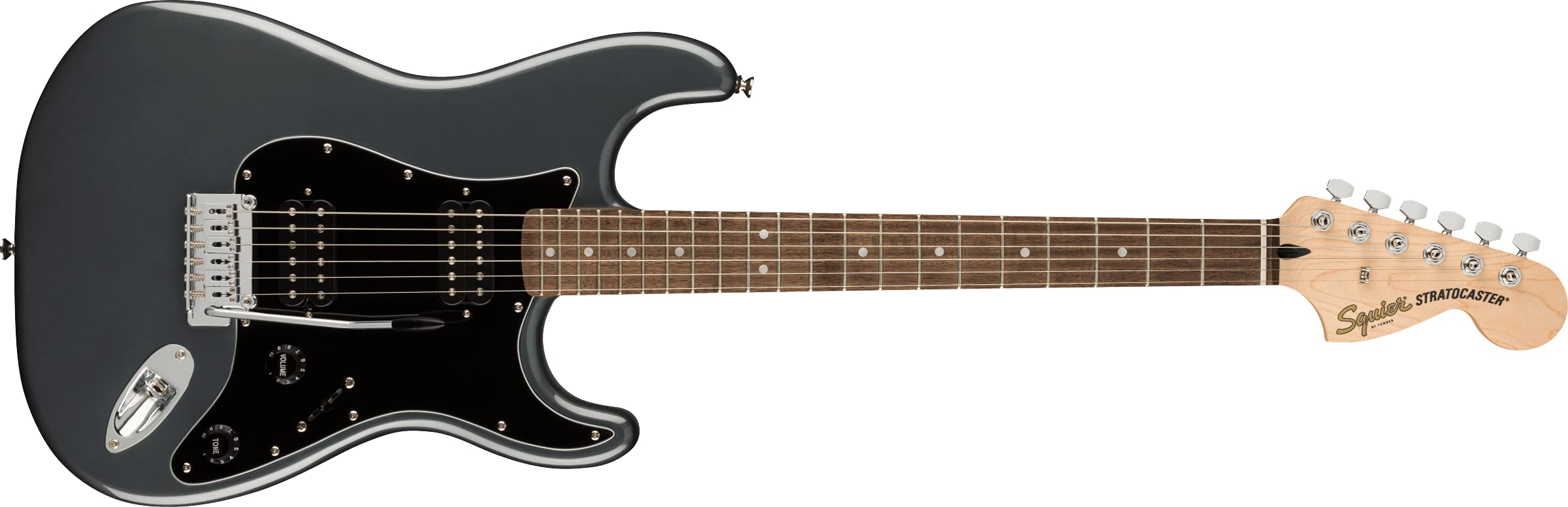 Squier Affinity Series Stratocaster Electric Guitar, Charcoal Frost Metallic, Laurel Fingerboard & Professional Series Instrument Cable, Straight/Straight, Black, 10ft