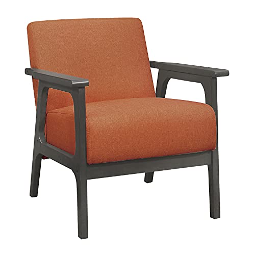 Lexicon Odis Fabric Upholstered Wood Arm Lounge Chair, Orange
