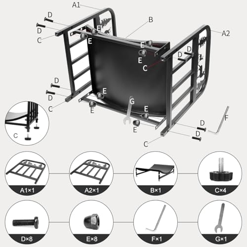 TOYSINTHEBOX Firewood Rack 17Inch Outdoor Log Holder Black Powder-Coated Steel Heavy Duty Wood Storage Accessory for Patio, Fireplace, Stove and Fire Pit with Christmas Elements