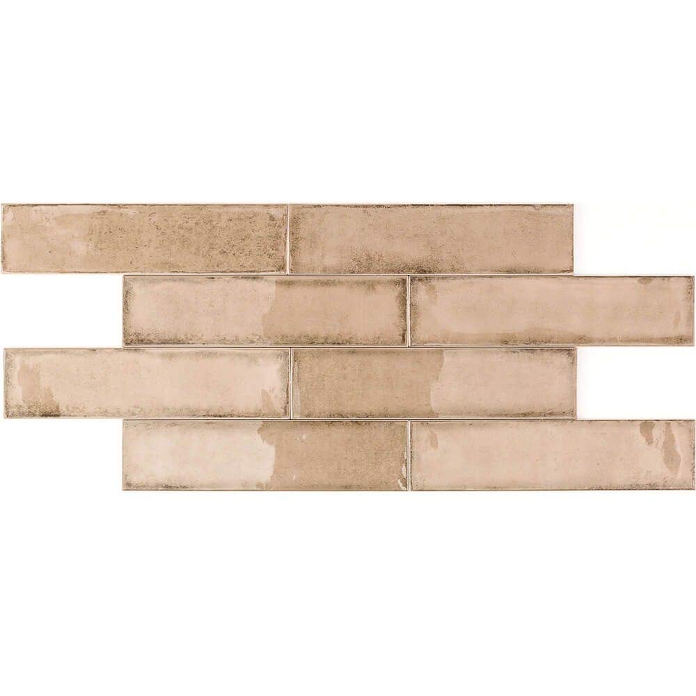 Moze Taupe 3 in. x 12 in. Polished Ceramic Backsplash, Kitchen, Bathroom, Subway Wall Tile Sample