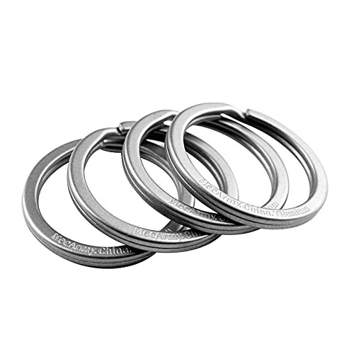 MecArmy CH7 Titanium Keyring Kit, 6 Small and 1 Large Keyring for Use with Carabiner/Knives/Lights/Keys and Other EDC Gears, Side-Pushing Designed Protect Your Nails