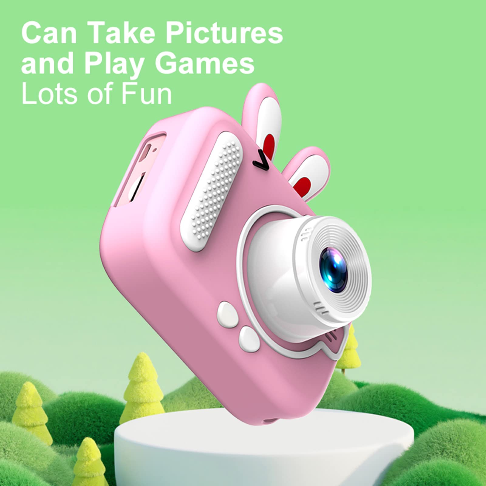mewmewcat Digital camera1080P Mini Cartoon Digital Camera Digital Video Camera for Dual Lens 2.0 Inch IPS Screen Built-in Battery Cute Photo Frames Interesting Games with N