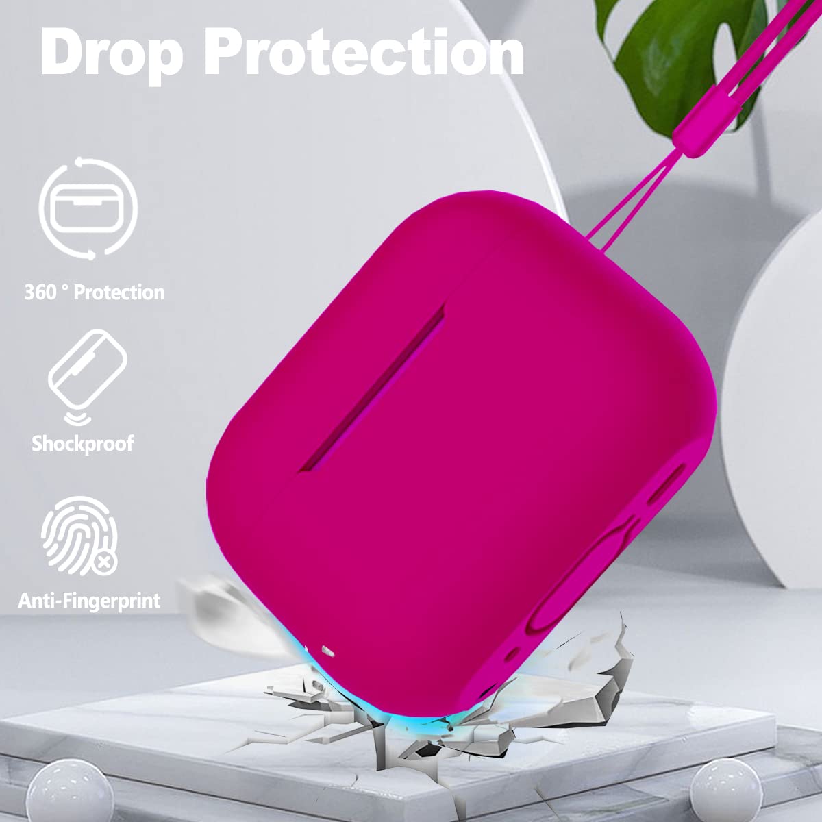 Ussnuler Compatible with Airpods Pro 2nd Generation Case Cover 2022, Slim Soft Silicone Skin Protective Cover with Lanyard [Front LED Visible] for AirPods Pro 2 (Rose Pink)