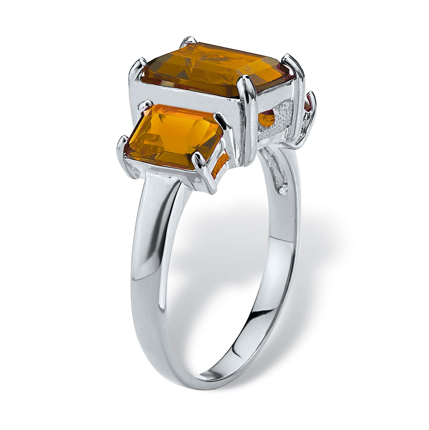 PalmBeach Gold-Plated or Sterling Silver Simulated Birthstone 3 Stone Ring Size 7 Month 11