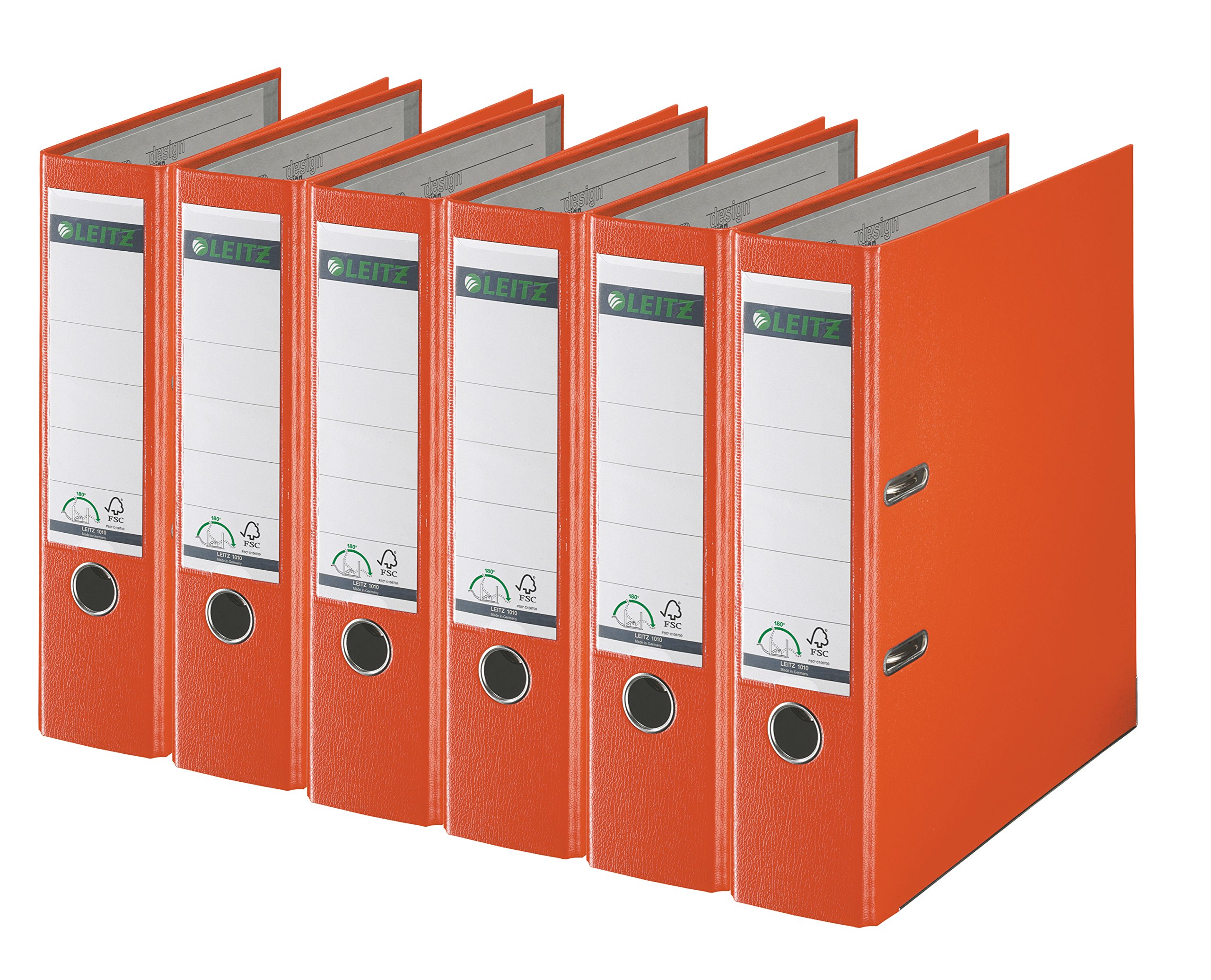 Leitz 2-Ring 3-Inch Premium Linen Textured A4 Sized European Binder 6-Pack, Orange (1010PACK-OR)