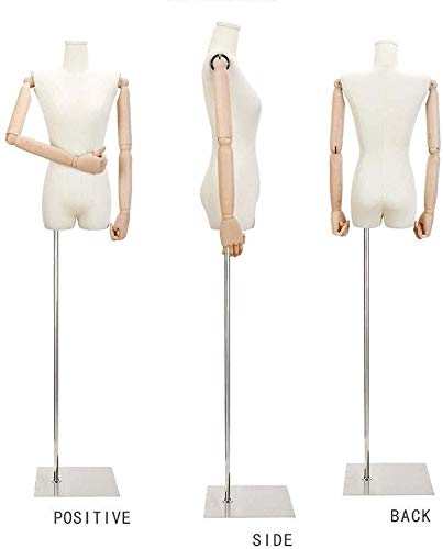 Mannequin Torso Mannequin Dress Form Torso Adjustable Female Tailors Dummy Mannequin Dressmakers Dummies Display Bust Detachable for Clothing Jewelry Display Stand (A)