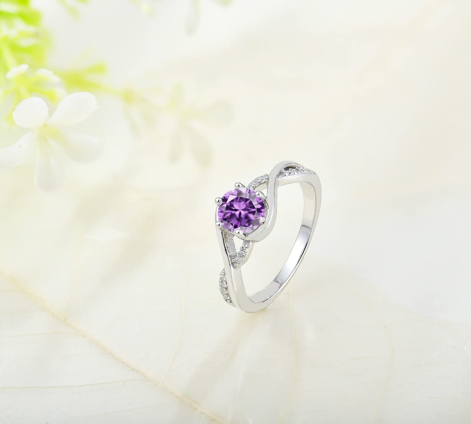 SIYELE Infinity Promise Ring 925 Sterling Silver Cubic Zirconia Ring for Women Statement Rings Engagement Wedding Size 6