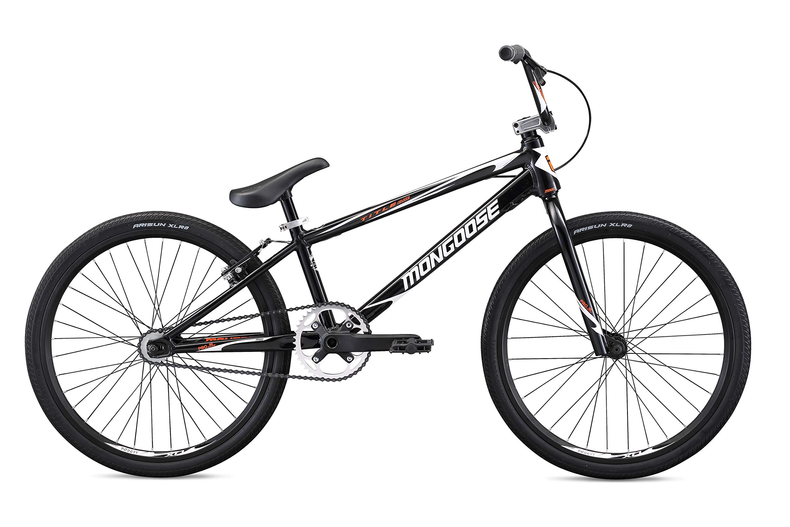Mongoose Title Elite Pro BMX Race Bike with 24-Inch Wheels in Black for Advanced and Returning Riders, Featuring Professional-Grade 6061 Tectonic T1 Biaxial Hydroformed and Butted Aluminum Frame
