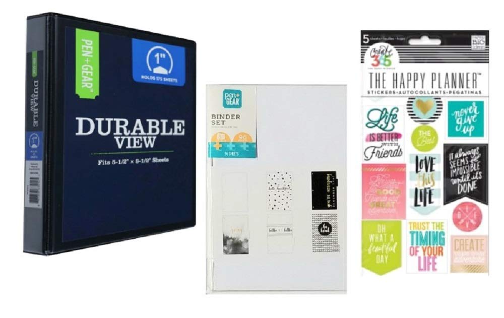 Mini Binder, Binder Sheets, Stickers 3 Piece Bundle