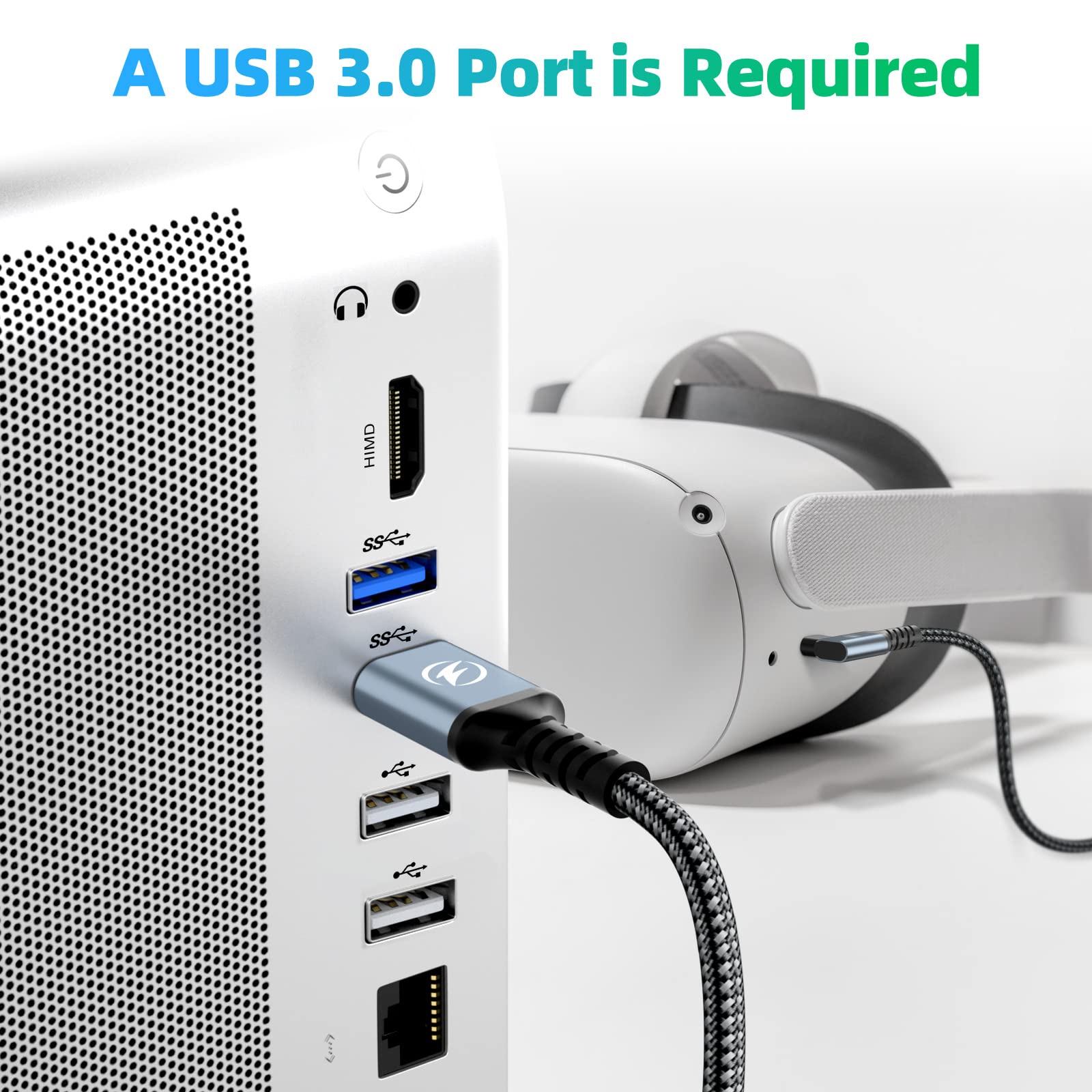 seynli 20ft Link Cable Compatible with Meta Quest 2 and PC/Steam VR, Long Charging Cable for Oculus Quest 2, 5 Gbps Data Transfer & Fast Charging USB C Cable - PC VR