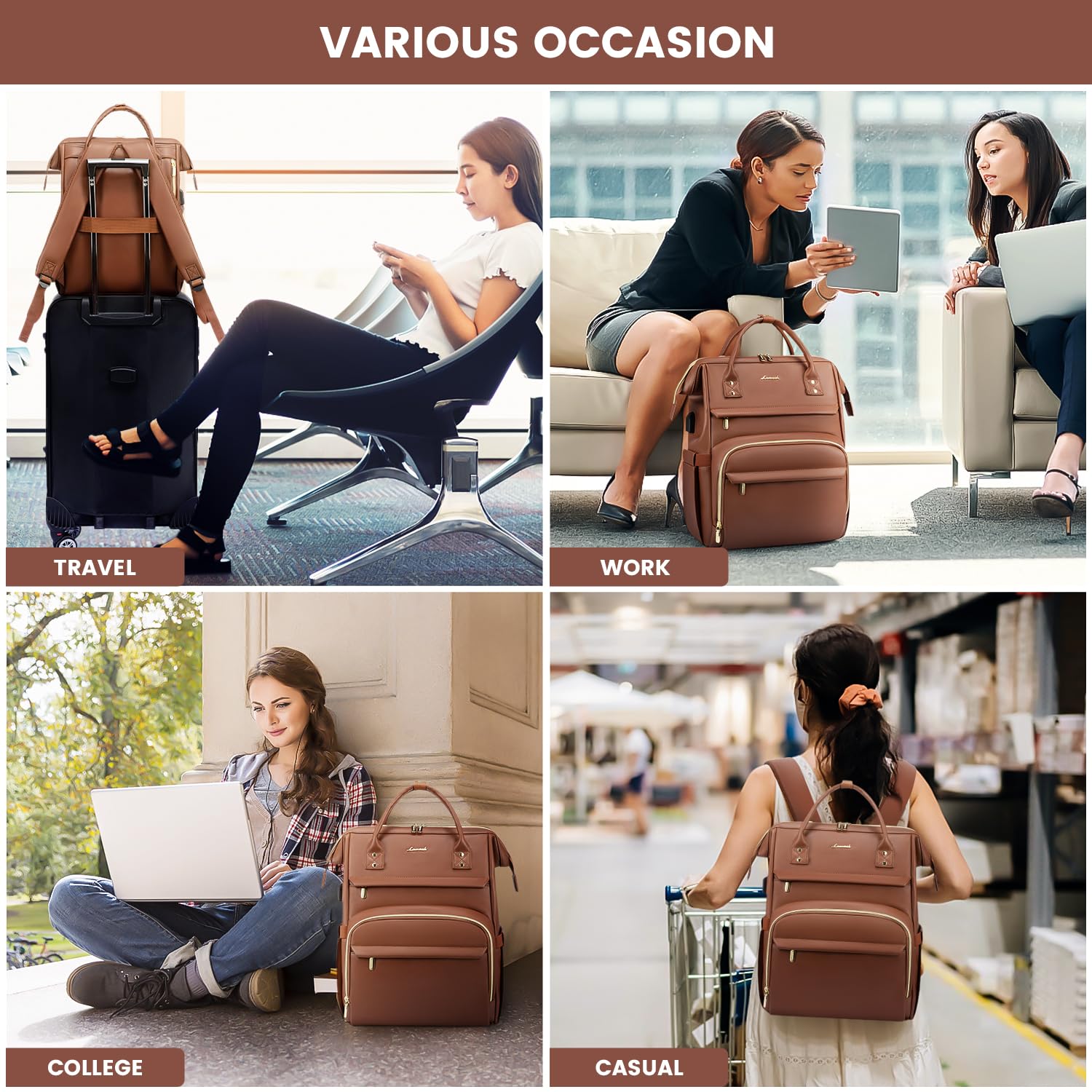 LOVEVOOK Travel Laptop Backpack for Women