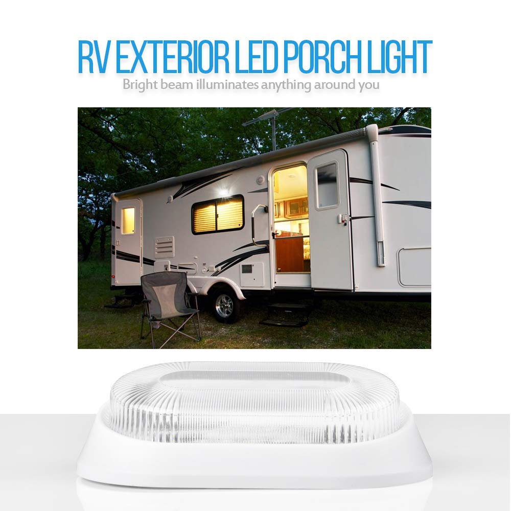 MICTUNING LED RV Exterior Porch Light/Interior Ceiling Dome Light 10-24V 360LM Utility for Trailer Camper Boat Caravan Motorhome Marine