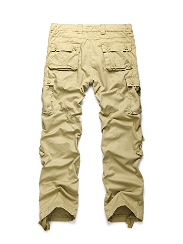 OCHENTA Men's Military Cargo Pants, 8 Pockets Combat Trousers #3357 Khaki 36