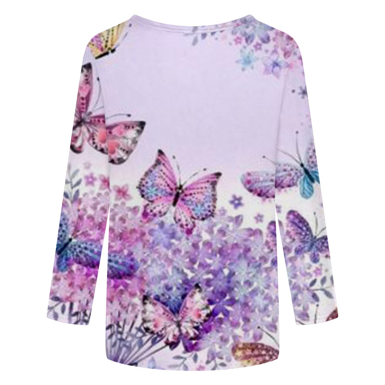 Three-Quarter Top Top Neck Printed Loose Sleeve Round Casual T-Shirt Positioning Ladies Women's Polyester Womens Shirt Pink