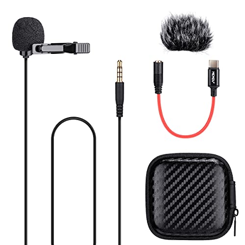 MICMOV Lavalier Microphone VD-s1 - Lapel Microphone with 3.5mm to Type-C Headphone Jack Adapter, Windshield Foam, Windscreen and Storage Case, Perfect for Camera, DSLR, iPhone, Android, Smartphones