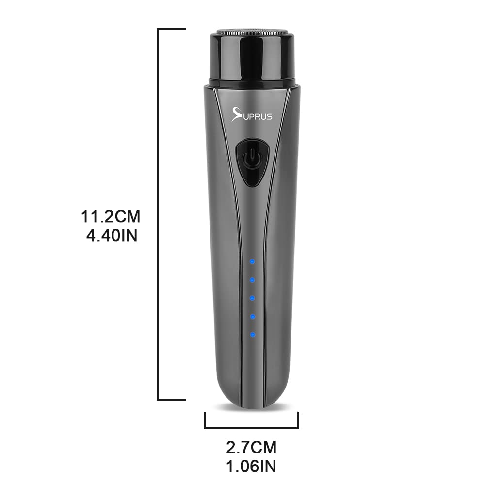 SUPRUS Women’s Rechargeable Electric USB Shaver for Face Beard Mustache Arm Leg Armpit Bikini LED Battery (Silver)