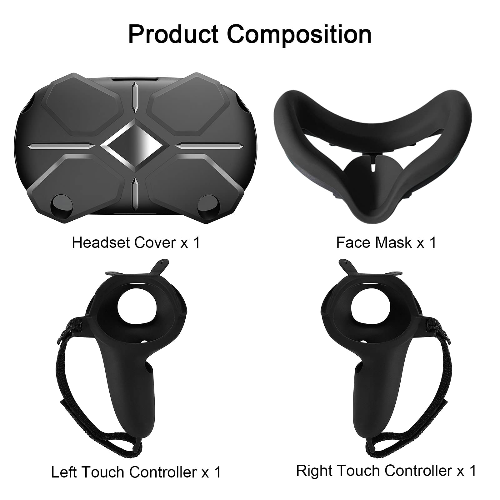 Rumbloo Silicone Controller Grip Cover for Oculus Quest 2, VR Face Protector Cover for Quest 2, VR Shell Front Cover, Headset Accessories Anti-Scratch Anti-Shock