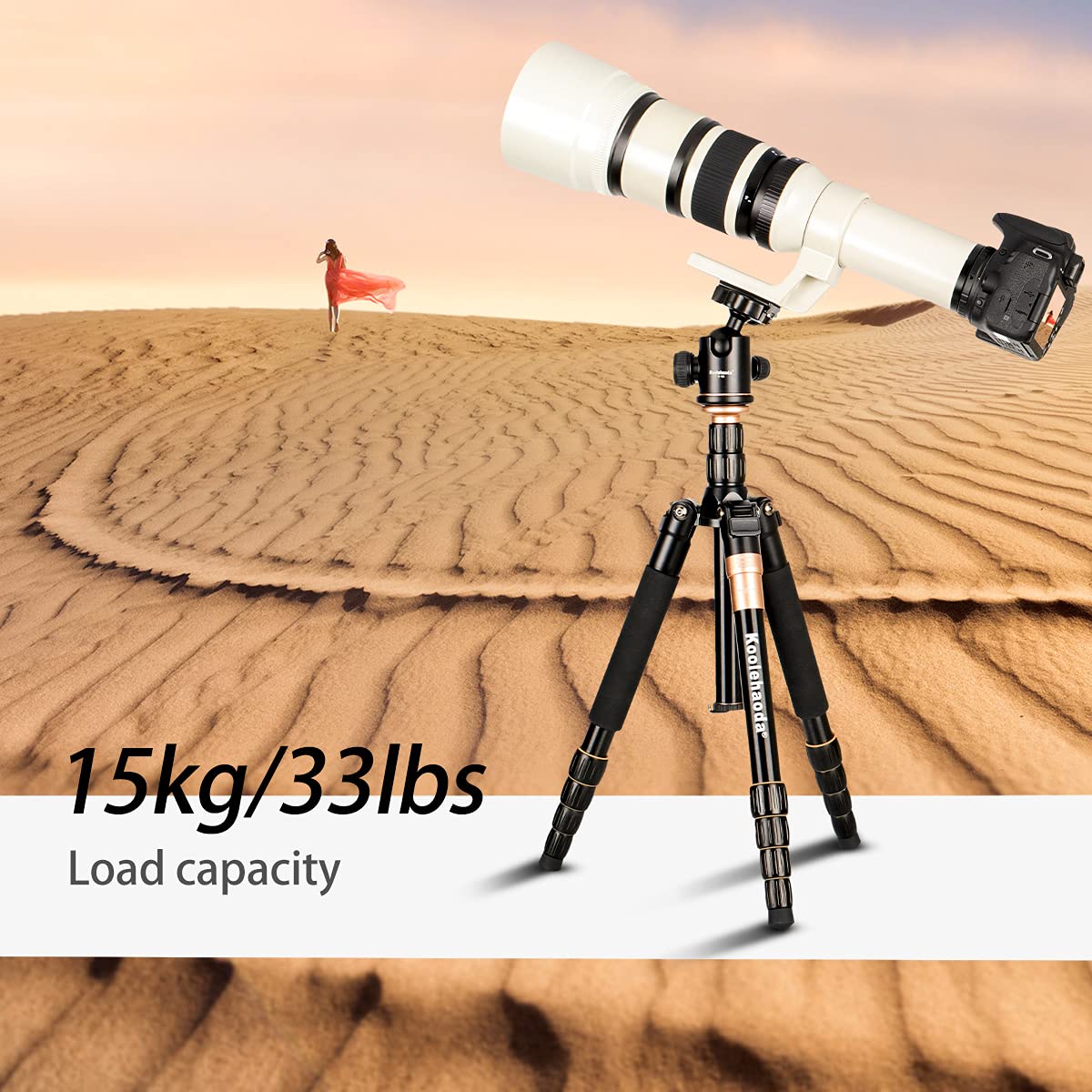 Koolehaoda 61.5" Portable Camera Tripod Compact Aluminium Tripod Monopod with 360 Degree Ball Head for SLR Camera, Max Load 15kg