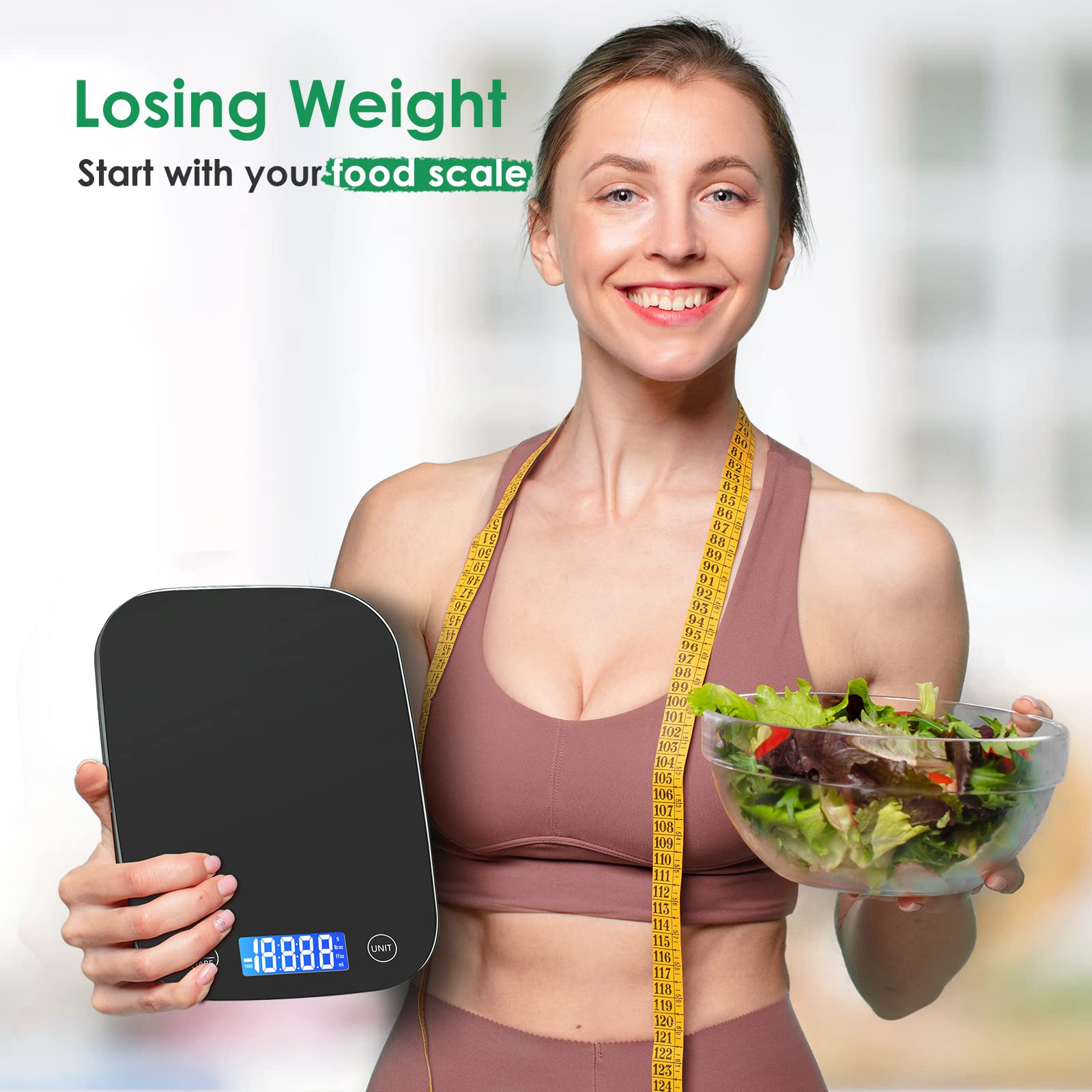 Nicewell Digital Food Kitchen Scale, Scale for Food Ounces and Grams, 22lb/10kg Scale for Cooking, Baking (Black)