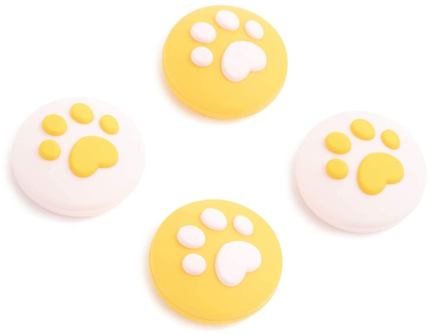 Thumb Grip Joystick Caps for Nintendo Switch/OLED/Lite Console, Cute Cat Paw Shape Kawaii Silicone Joystick Cover Replacement Thumb Grip Covers for Joycon Switch Controller - Yellow, 4PCS