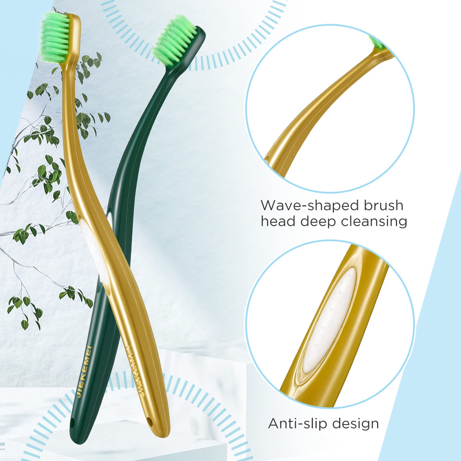 Yinkin Curved Soft Toothbrush Curve Handle Toothbrushes Portable Toothbrushes for Adult Lightweight Travel Toothbrush for Deep Cleaning, 8 Pack (2 Colors), Individually Packaged
