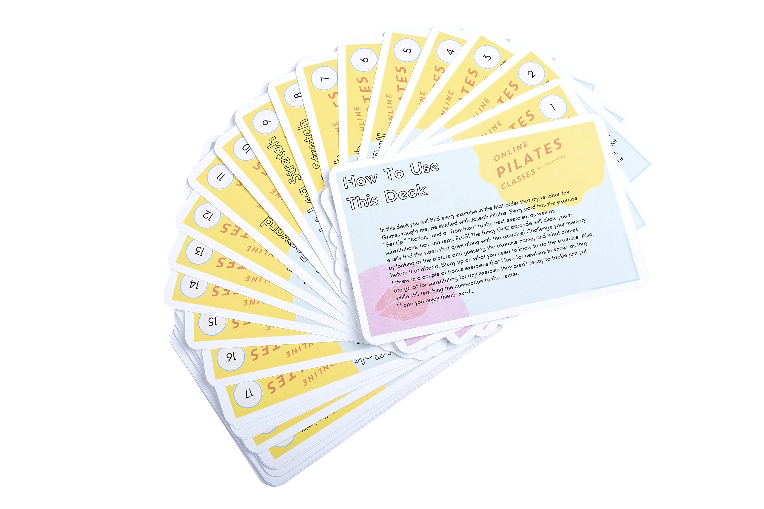 OnlinePilatesClasses Mat Pilates Workout Cards with Video Tutorials, 42 All-Level Exercise Flash Cards Ideal for Yoga, Abs, Core Workouts and Fitness Enthusiasts, No Equipment Needed