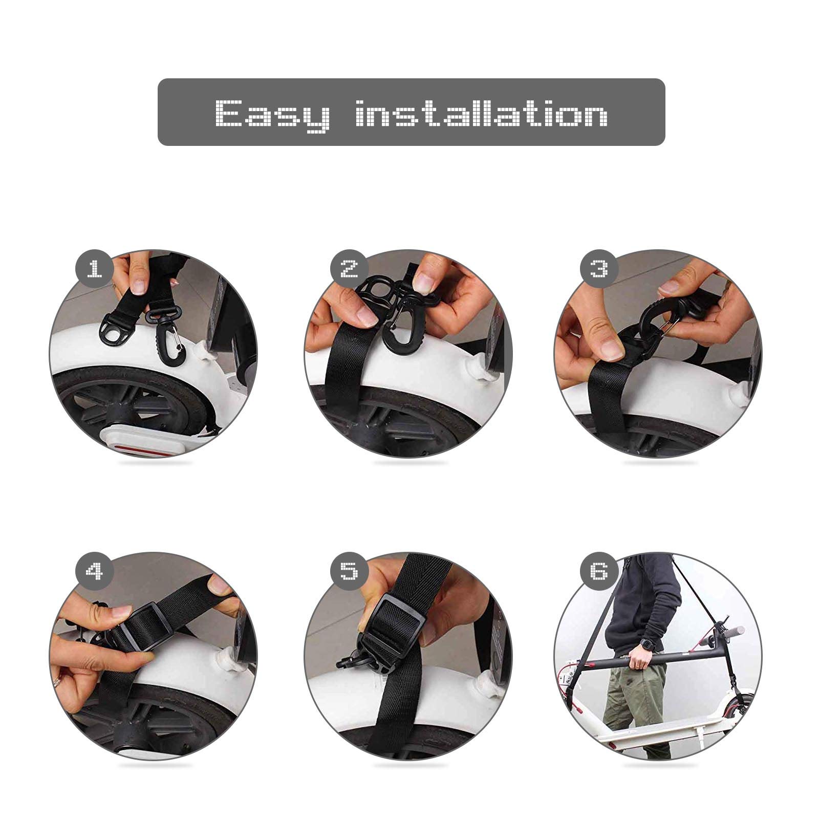 Micro Traders Scooter Carrying Strap, Oxford Cloth Adjustable Length Both Ends Swivel Hooks for Kids Bikes Folding Bicycle Compatible Xiaomi Mijia M365